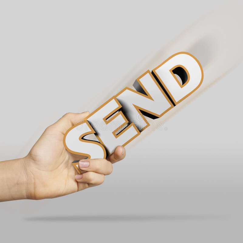 Hand holding the SEND stock illustration. Illustration of chat - 29390716