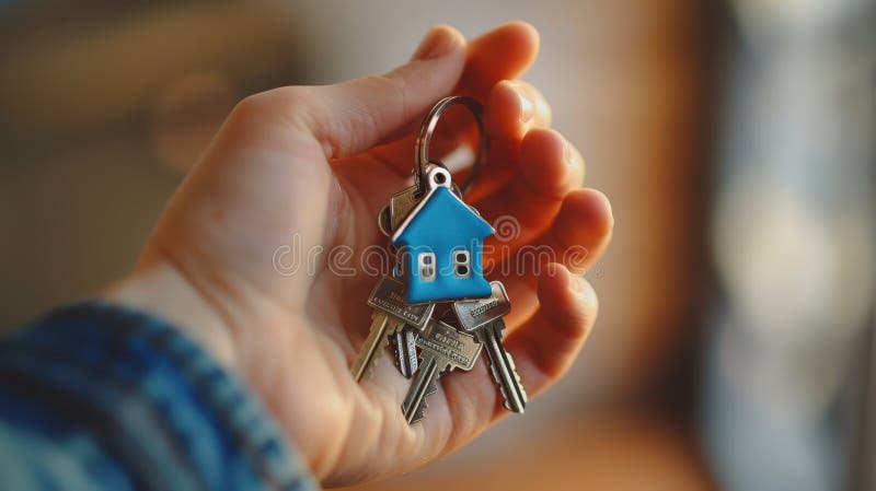 The Hand Holding House Keys.AI Generated Image Stock Photo - Image of ...