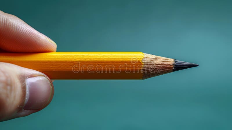 Hand Holding a Sharpened Yellow Pencil Close-up, Educational Concept ...