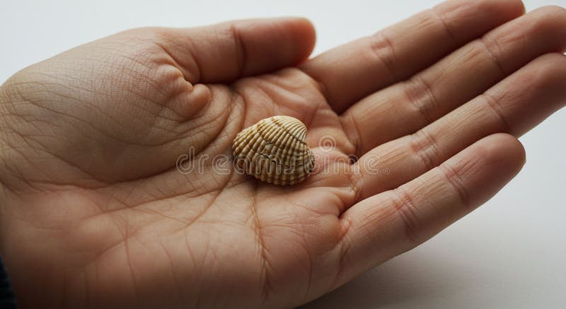 Hand holding a shell stock illustration. Illustration of marine - 373895272