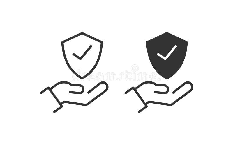 Hand Holding a Shield with Checkmark Icon. Vector Illustration Stock ...