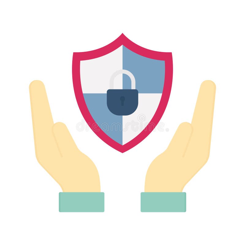 Hand Holding Shield Lock Flat Inside Vector Icon Which Can Easily ...