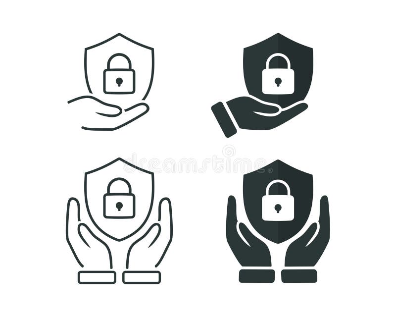 Hand Holding Shield Lock Icon. Illustration Vector Stock Vector ...