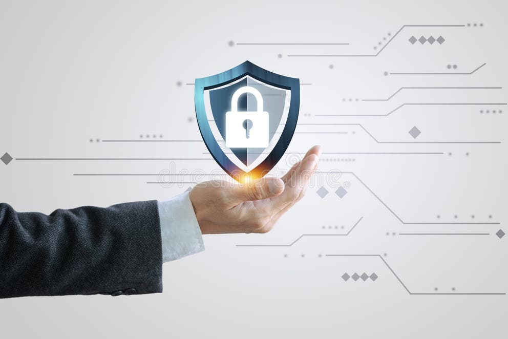 A Hand Holding a Shield with a Lock, Symbolizing Trust and Protection ...