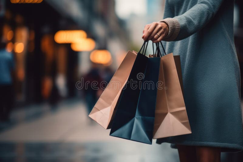 Hand Holding a Shopping Bag Design Mockup Generative AI Stock ...