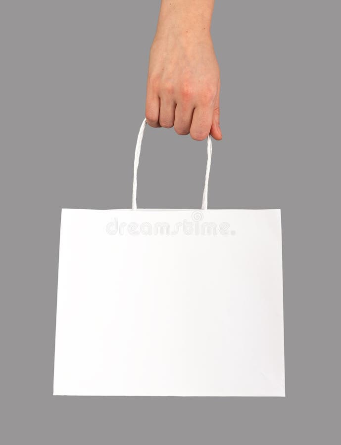 Hand Holding Shopping Bag, Paper Packet, Pack with Handles, White ...