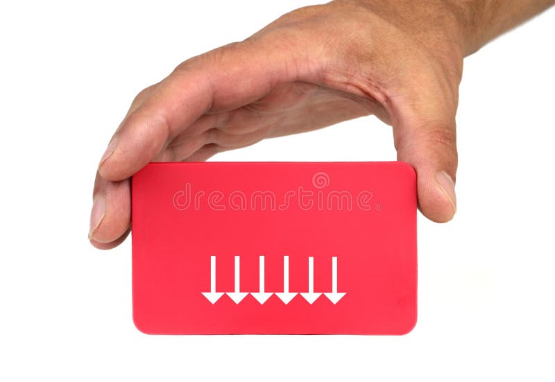 Hand Holding and Showing a Red Card with Arrows Stock Photo - Image of ...