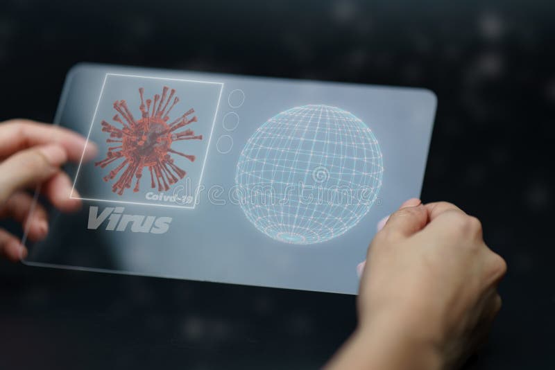 Hand Holding and Showing Virus on Tablet Device Stock Image - Image of ...