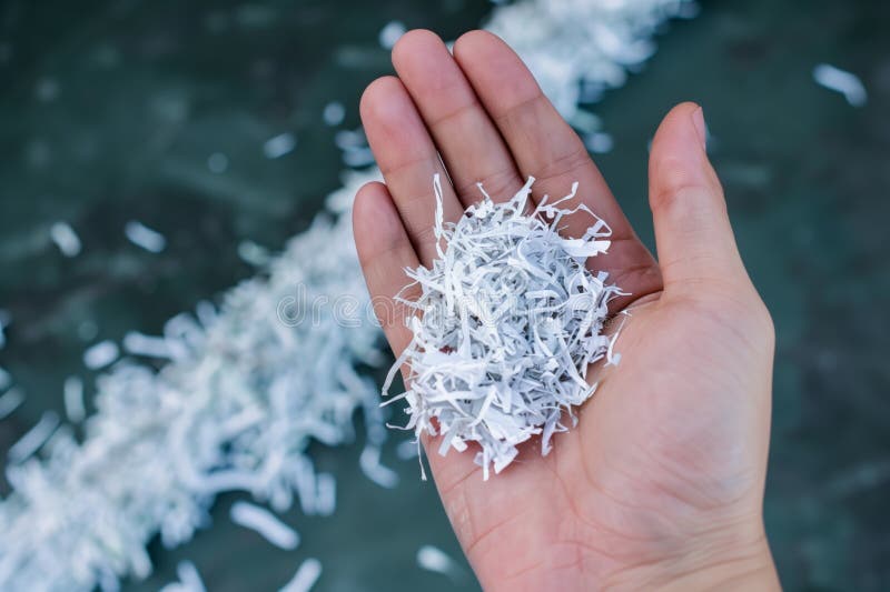 Hand Holding Shredded Paper for Recycling Symbol Stock Illustration ...