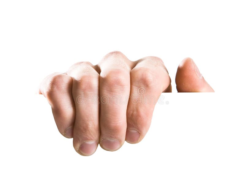 Hand holding a sign stock photo. Image of nails, white - 4958474