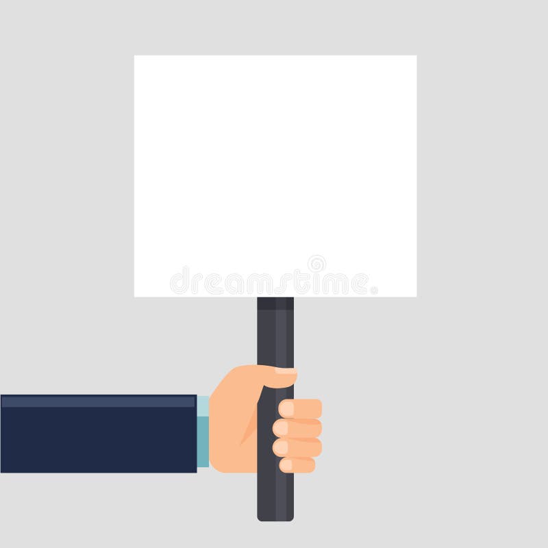 Hand Holding a Sign or Blank Poster. Vertical Format. Flat Style ...