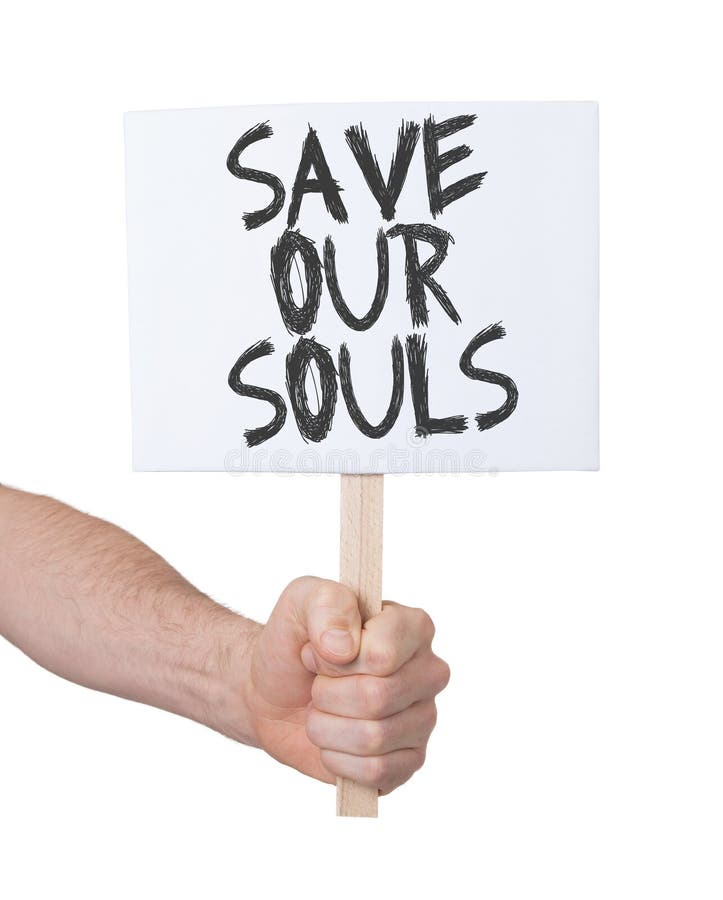 Hand Holding Sign, Isolated on White Stock Illustration - Illustration ...