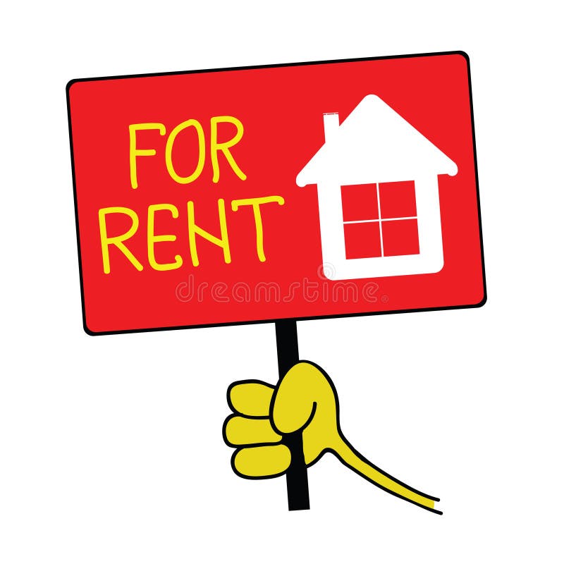 Hand Holding a Sign with a Message for Rent Stock Vector - Illustration ...