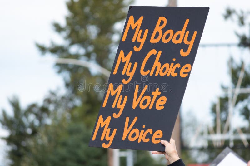A Hand Holding a Sign Supporting Pro-choice during a Rally for Abortion ...