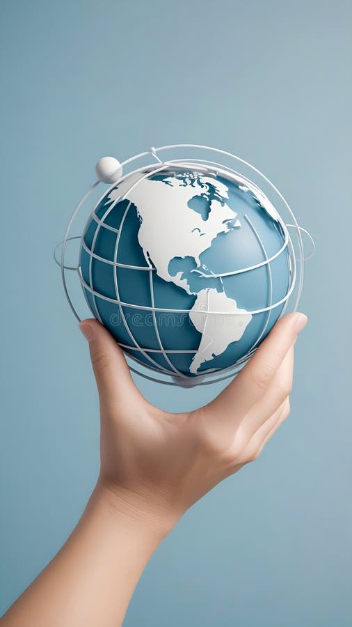 Hand Holding a Simplified Globe. Symbolizing Global Connections and ...
