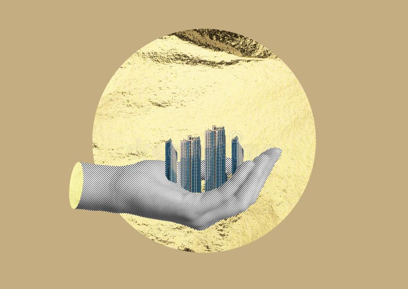 Hand Holding Skyscraper in City Skyline As Urban Development Concept ...