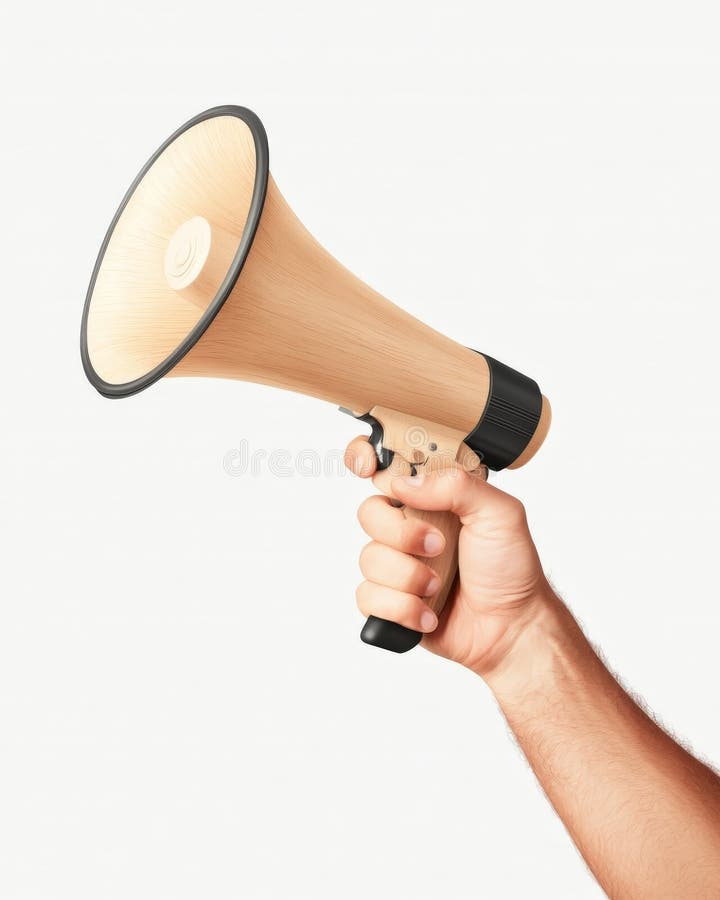 Hand Holding Sleek Beige Megaphone Emphasizing Clear Communication ...