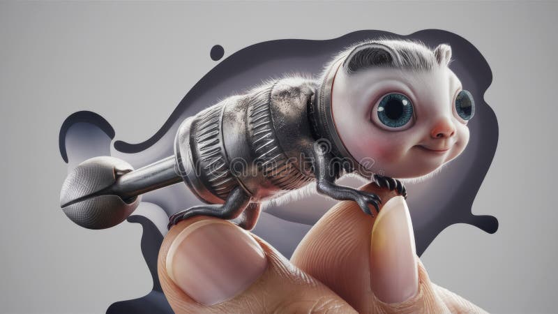 A Hand Holding a Small Weird Creature, AI Stock Illustration ...