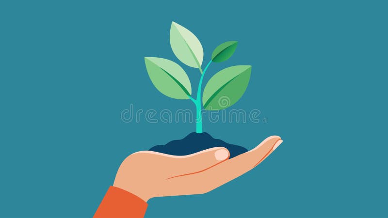 A Hand Holding a Small Plant Illustrating Nurturing and Growth.. Vector ...