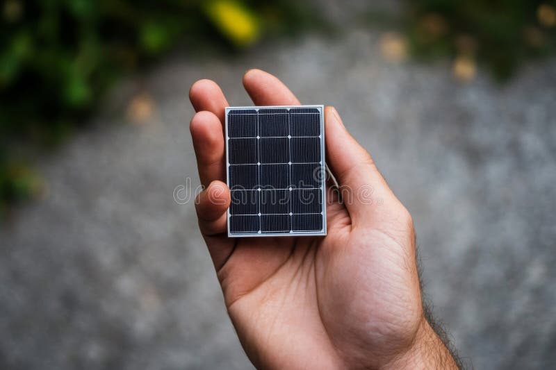 A Hand Holding a Small, Rectangular Solar Panel Stock Illustration ...