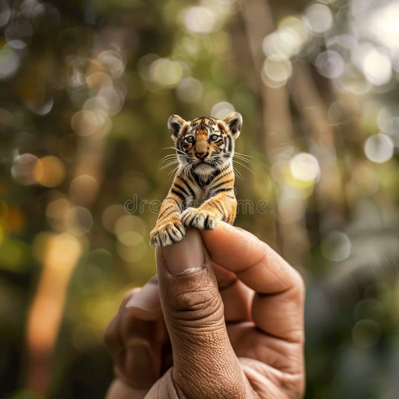 Hand Holding a Small Tiger Cub Stock Image - Image of animal, tiny ...