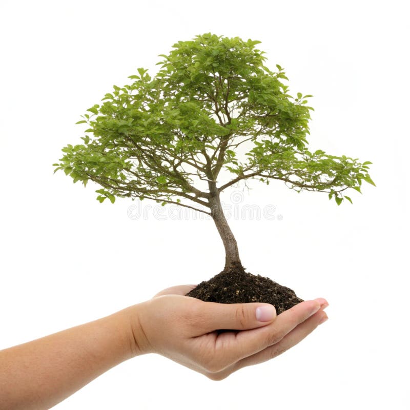 A Hand Holding a Small Tree Stock Illustration - Illustration of ...