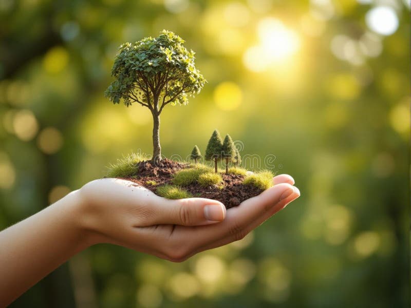 A Hand Holding a Small Tree in a Pot Stock Photo - Image of grow ...