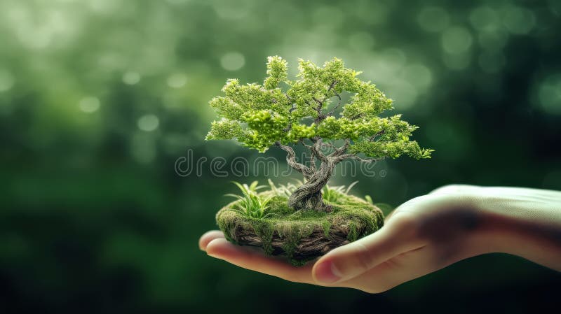 Hand Holding a Small Tree in a Pot Stock Image - Image of tree, real ...