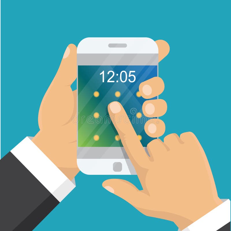 Hand Holding Smart Phone. Business Concept, Flat Design, Vector Stock ...