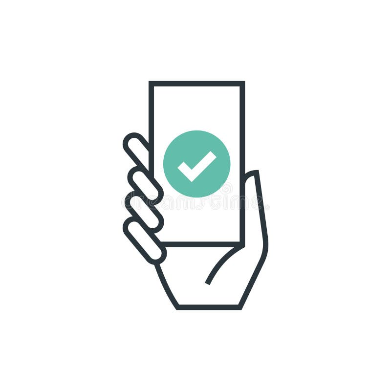 Hand Holding Smart Phone with Check Mark Icon on Screen Stock Vector ...