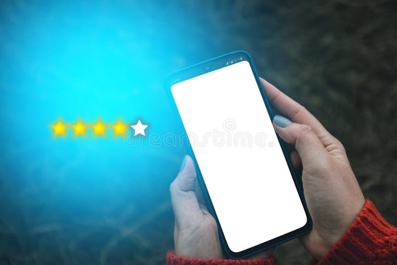 Customer Experience Concept. Excellent. Person Using Mobile Phone with ...