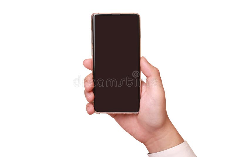 Hand Holding Smart Phone, Cut Out Design Element Isolated on White ...