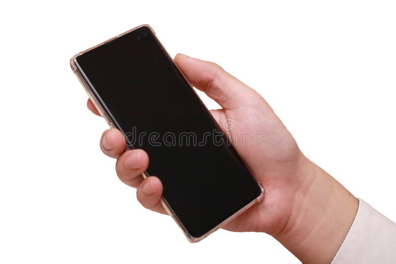 Hand Holding Smart Phone, Cut Out Design Element Isolated on White ...