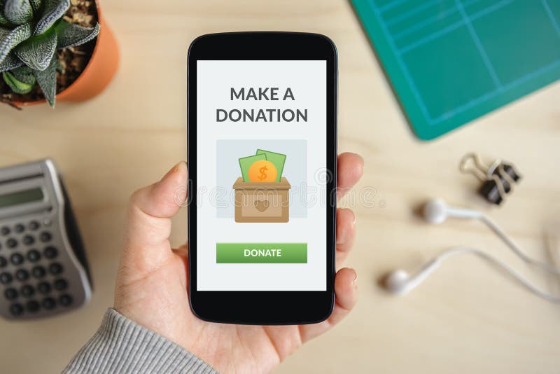 Make a Donation Concept on Smartphone Screen Stock Image - Image of ...