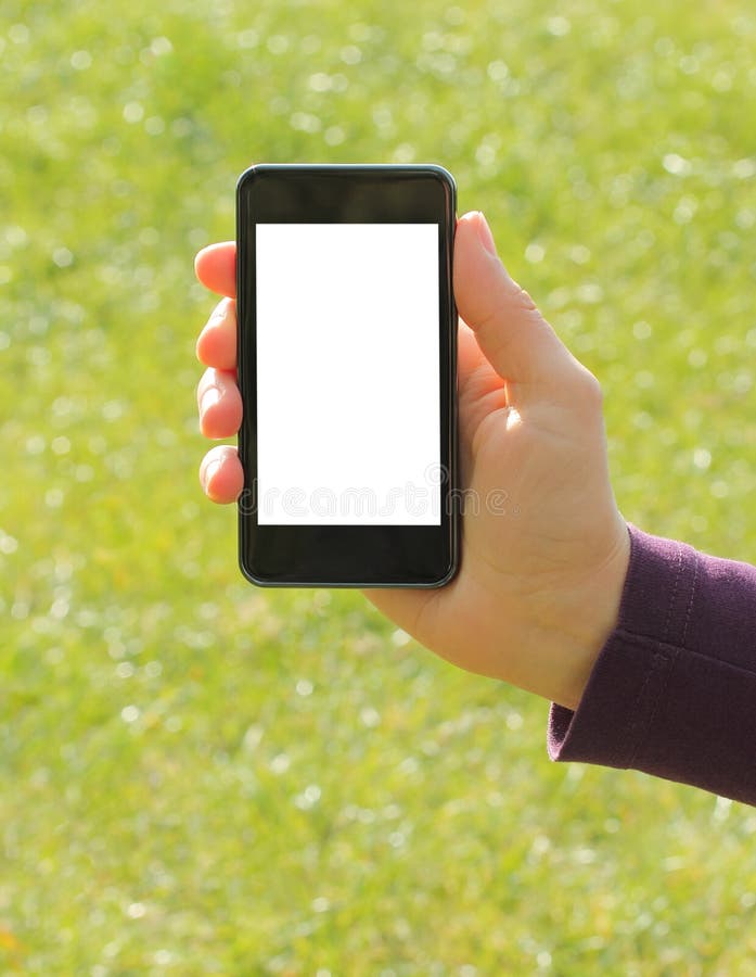 Hand holding smart phone stock photo. Image of input - 30244294