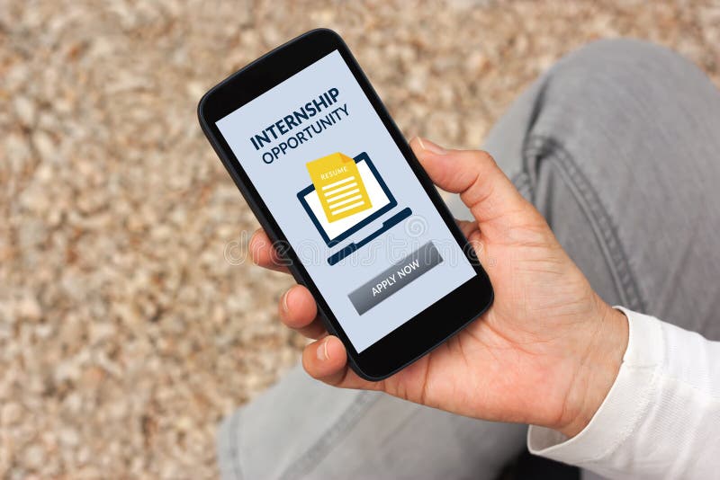 Internship Concept on Smartphone Screen Stock Image - Image of mock ...
