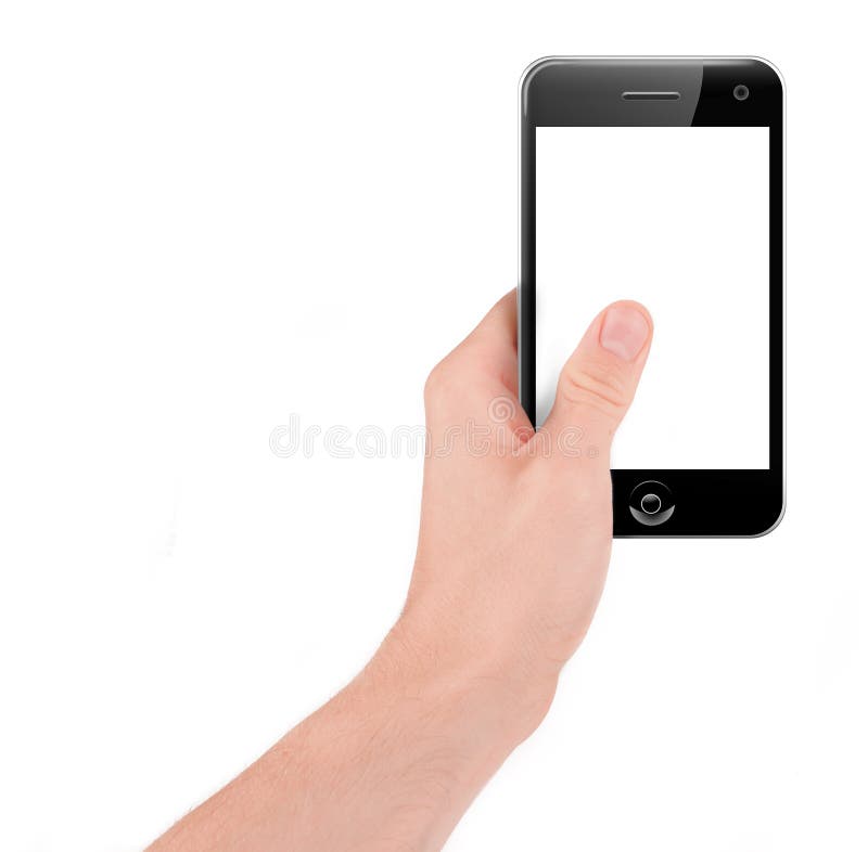 Hand holding a smart phone stock image. Image of home - 76731563