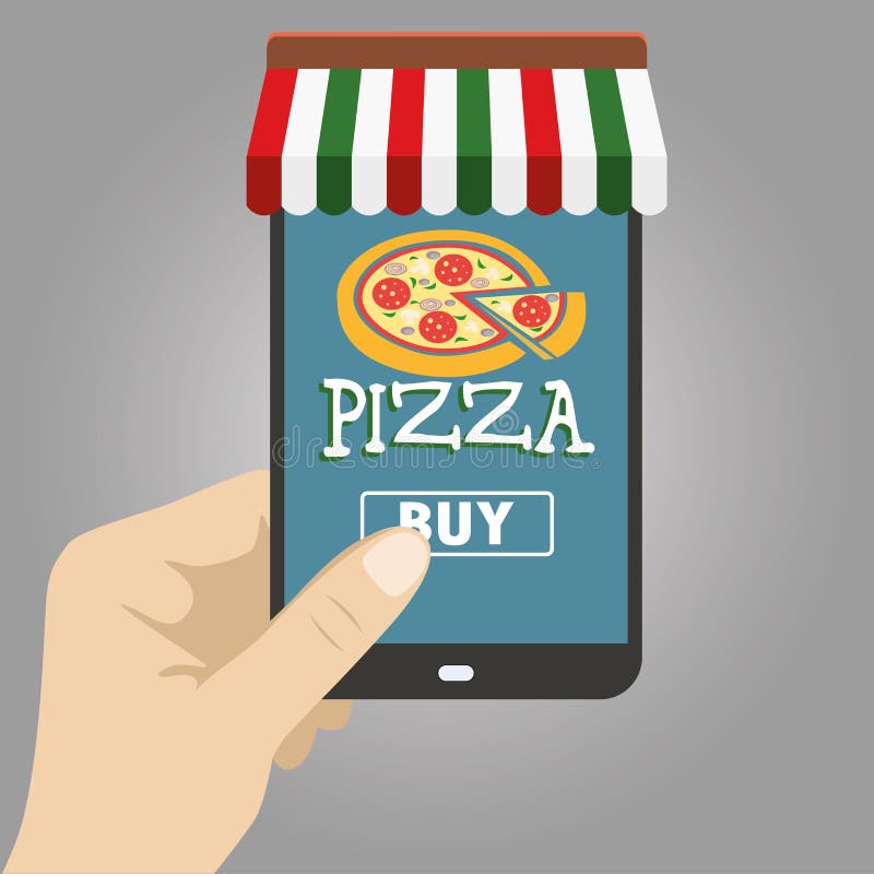 Hand Holding Smart Phone, Order Pizza Using a Smartphone in Pizza Stock ...