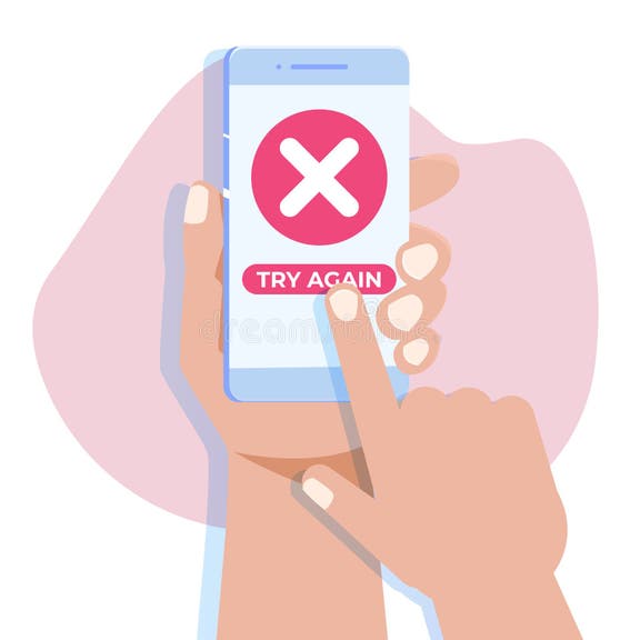 Hand Holding Smart Phone with Payment Error Info Message. Stock Vector ...