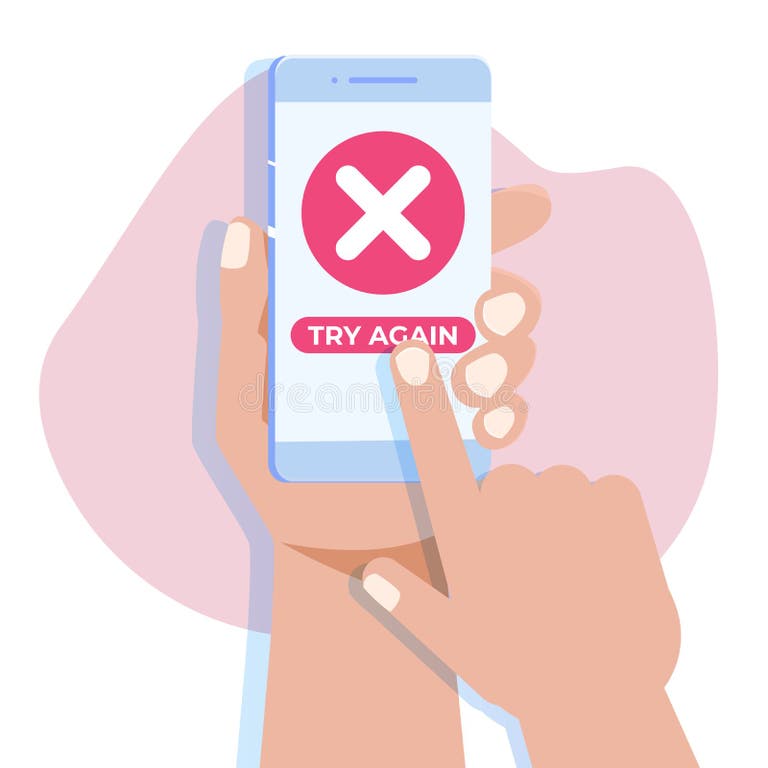 Hand Holding Smart Phone with Payment Error Info Message. Stock Vector ...