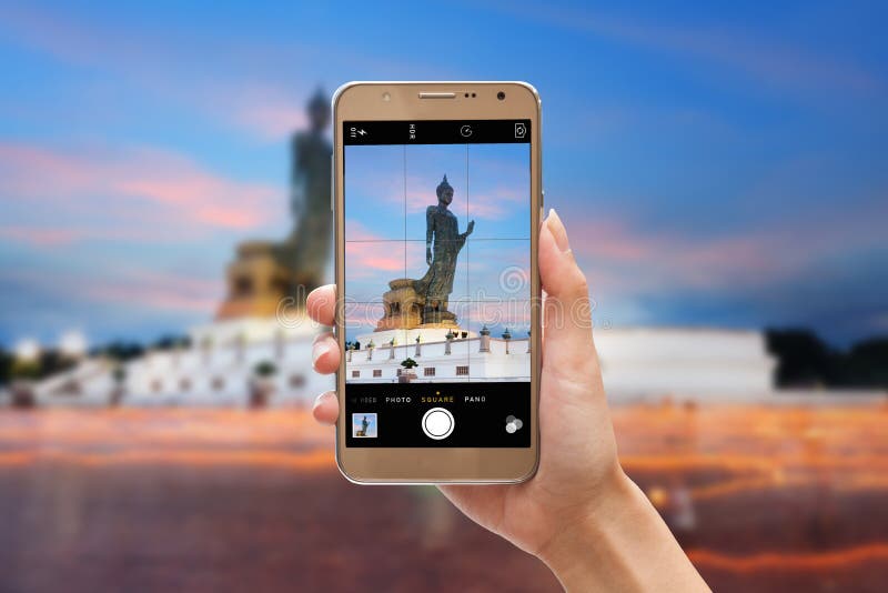 Hand Holding Smart Phone Take the Photo Stock Photo - Image of ...