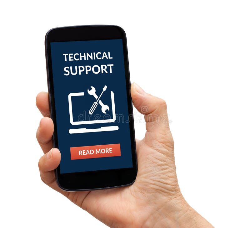 Technical Support Concept on Laptop Computer Screen on Wooden Ta Stock ...