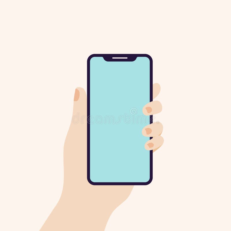Hand Holding Smart Phone in Vertical Position. Empty Screen. Vector ...
