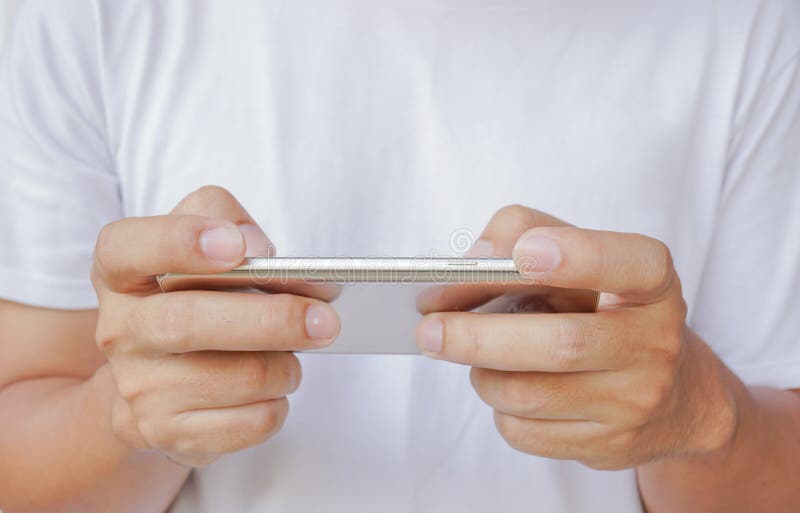 The Hand is Pretending To Play a Mobile Phone Game Stock Photo - Image ...