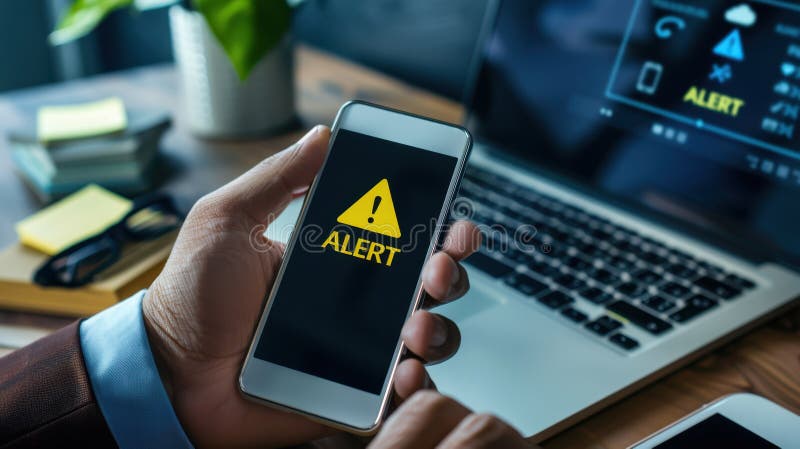 Hand Holding Smartphone Alert Notification. AI Generated Stock Photo ...