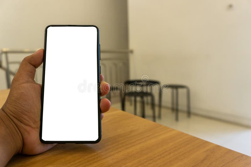 Hand Holding Smartphone with Blank Copy Space Screen. Smartphone White ...