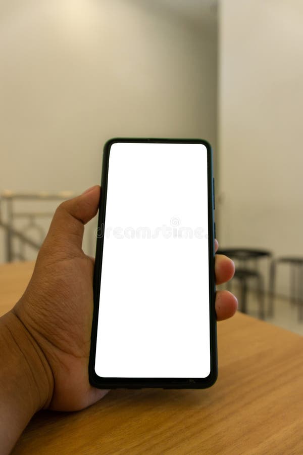 Hand Holding Smartphone with Blank Copy Space Screen. Smartphone White ...