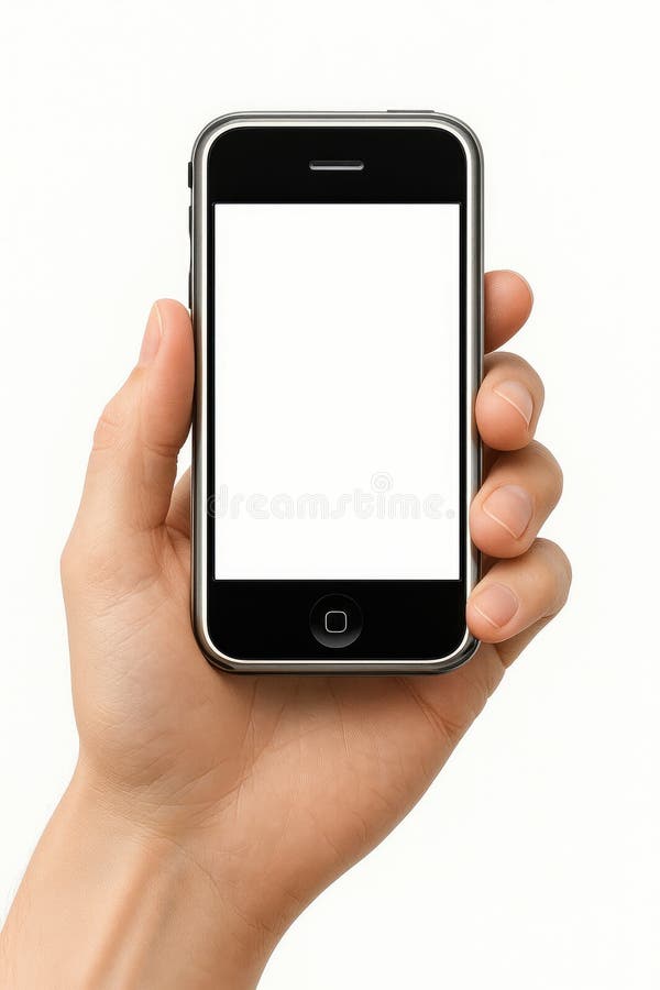 Hand Holding Smartphone with Blank Screen of Iphone 1 Stock ...