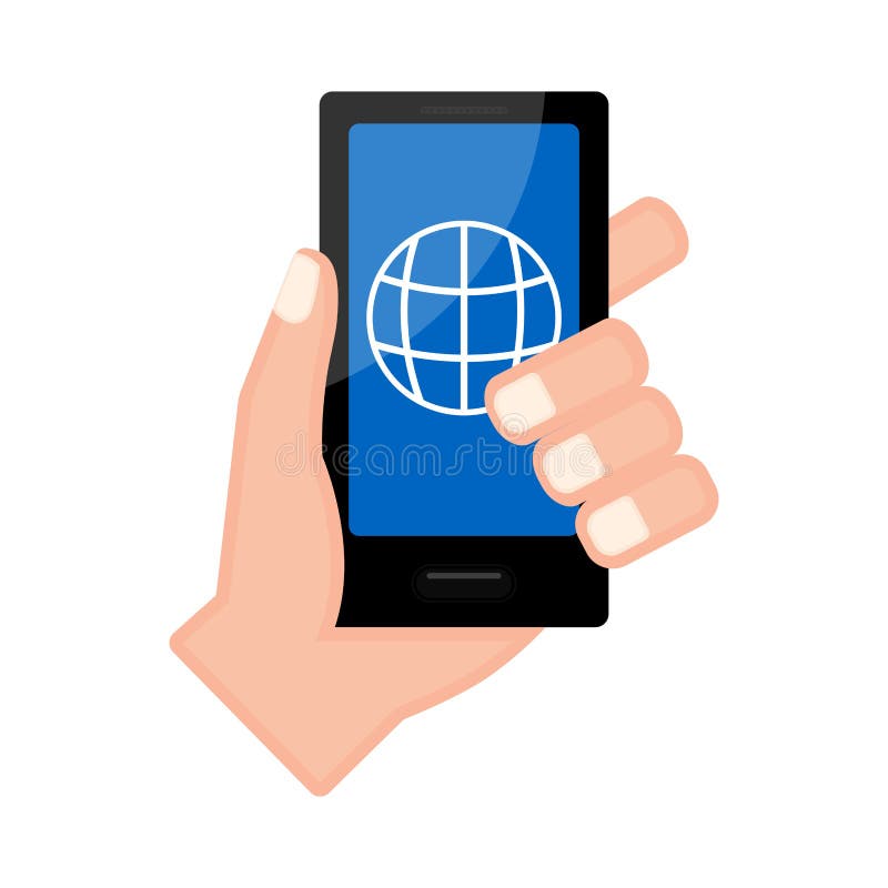 Hand Holding a Smartphone with a Browser App Stock Vector ...