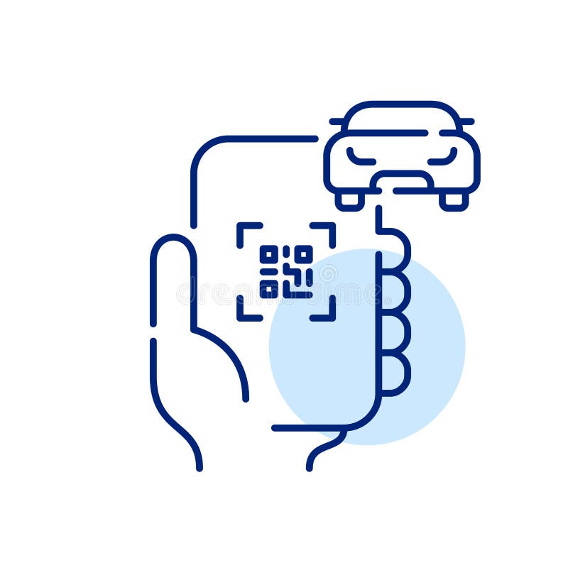 Hand Holding Smartphone with Car Sharing App. QR Code and Car Stock ...